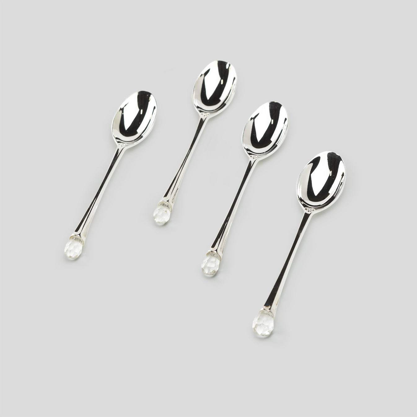 Grace Teaware Silver Plated Demi Spoon with Crystal Handle Set of 4 ...