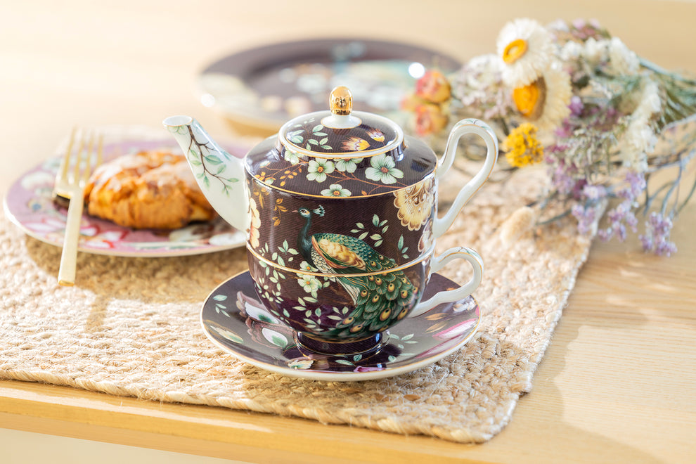 Peacock Lotus Garden Plum Tea For One Set – Grace Teaware