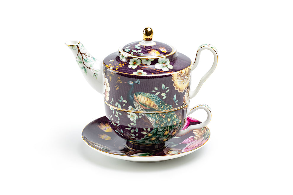 Peacock Lotus Garden Plum Tea For One Set – Grace Teaware