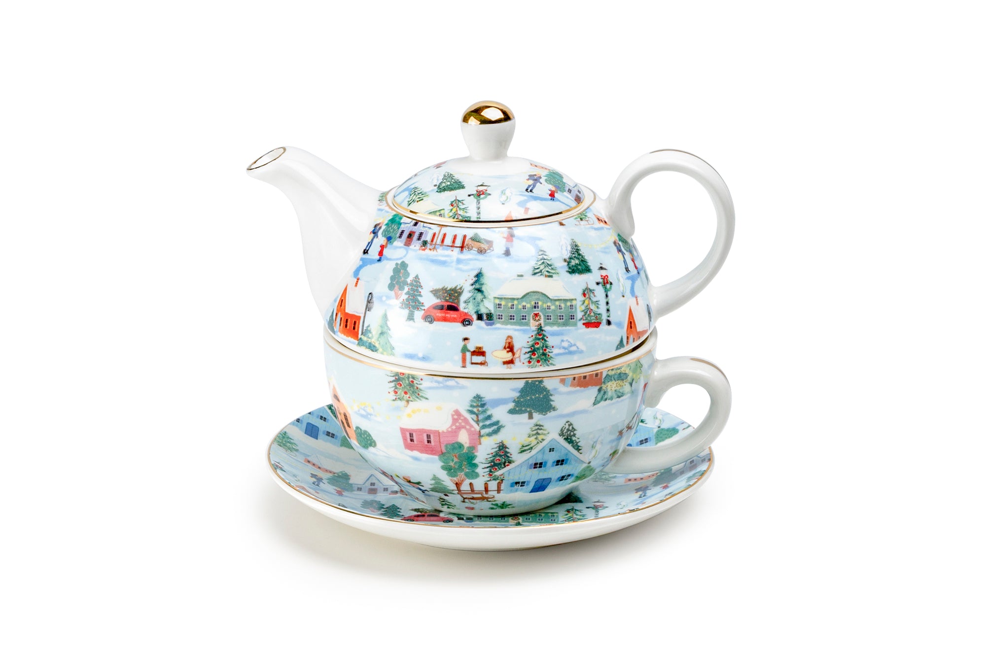 Christmas Village Fine Porcelain Tea For One Set – Grace Teaware