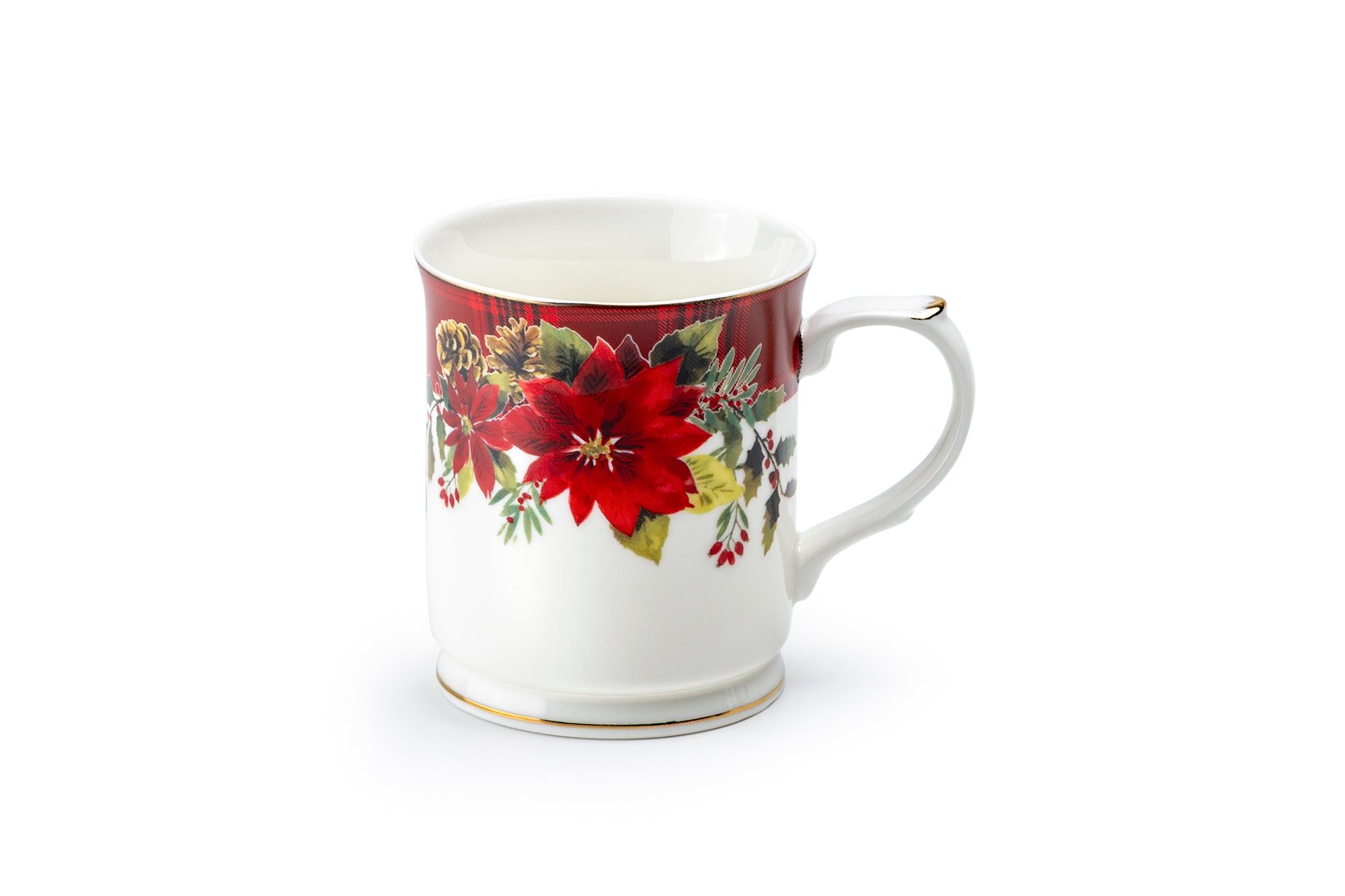 Poinsettia Pine Cone Fine Porcelain Mug – Grace Teaware